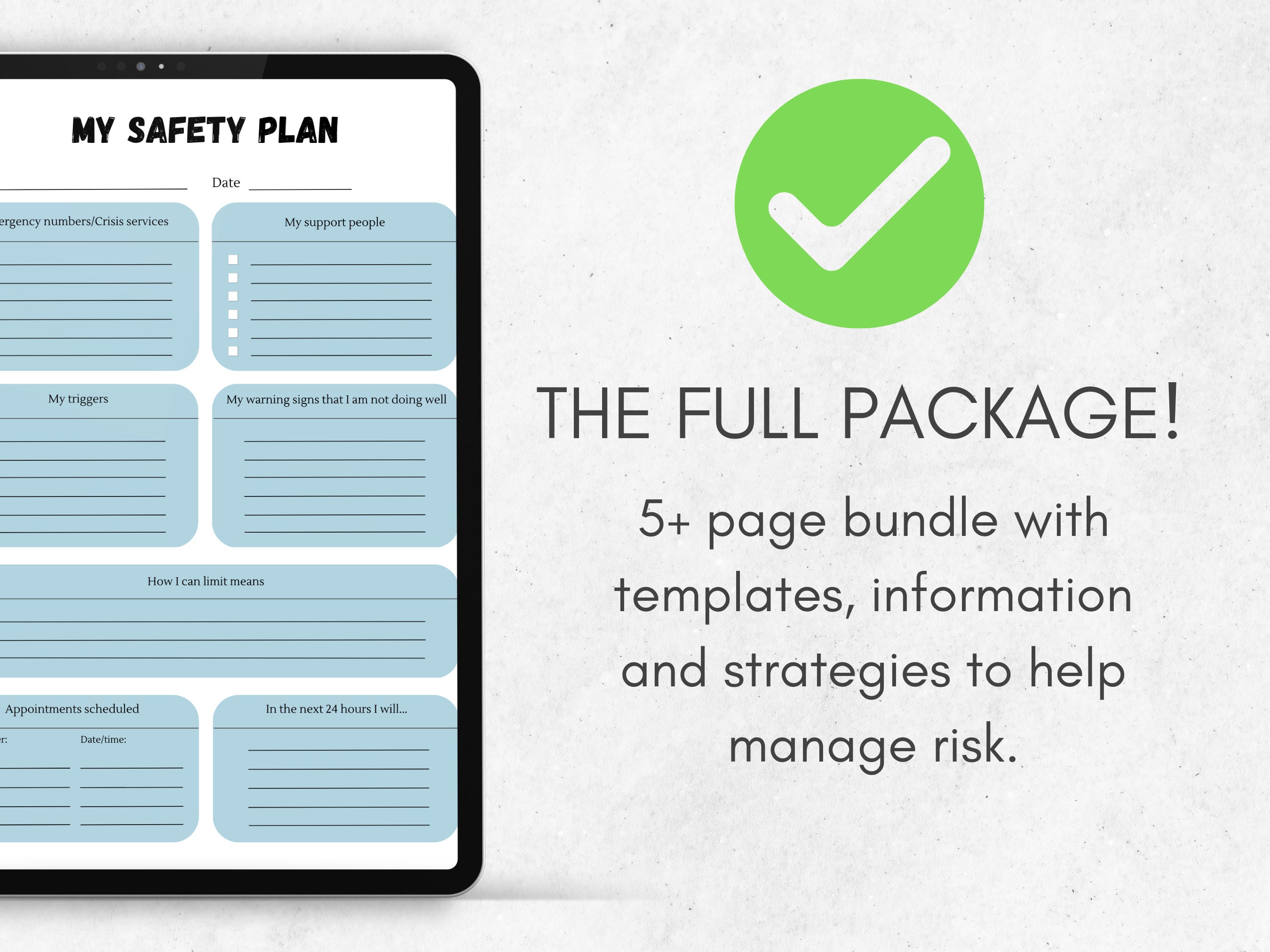 Fillable Safety Plan Worksheets for Psychologist & Counsellor - Etsy