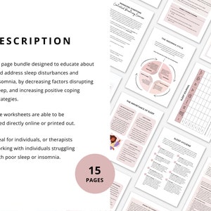 Sleep Hygiene Therapy Education Worksheets for Managing Insomnia and ...