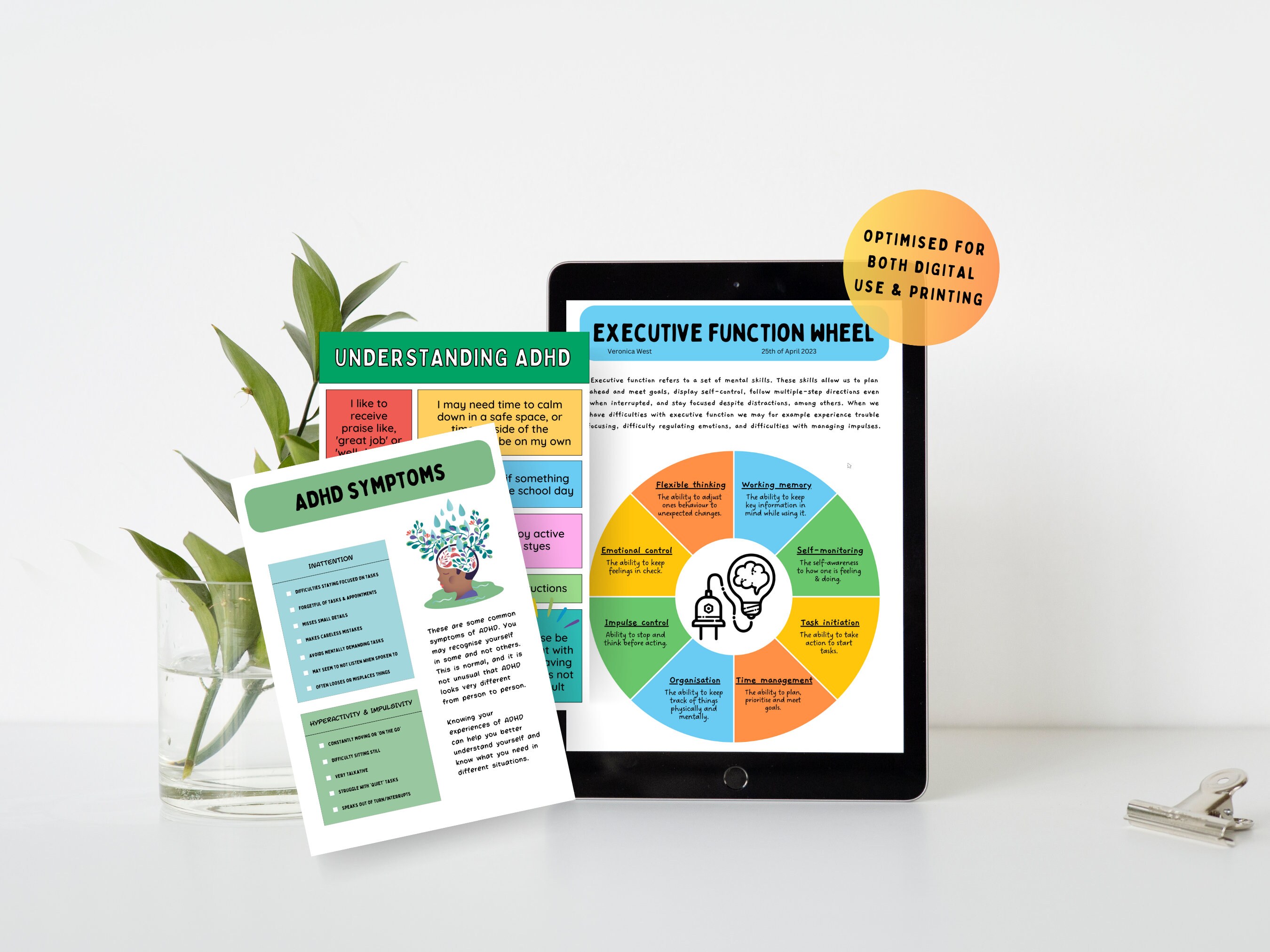 ADHD Executive Functioning Wheel & Worksheets for Kids (PDF Digital ...