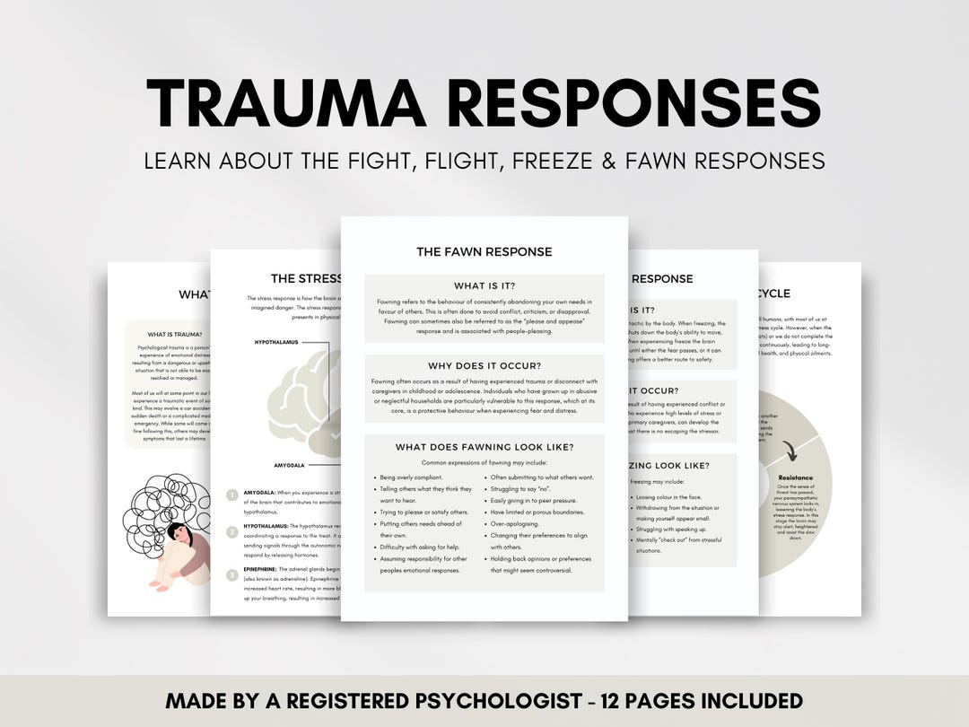 Trauma Responses Worksheets: Fight, Flight, Freeze, Fawn (digital ...