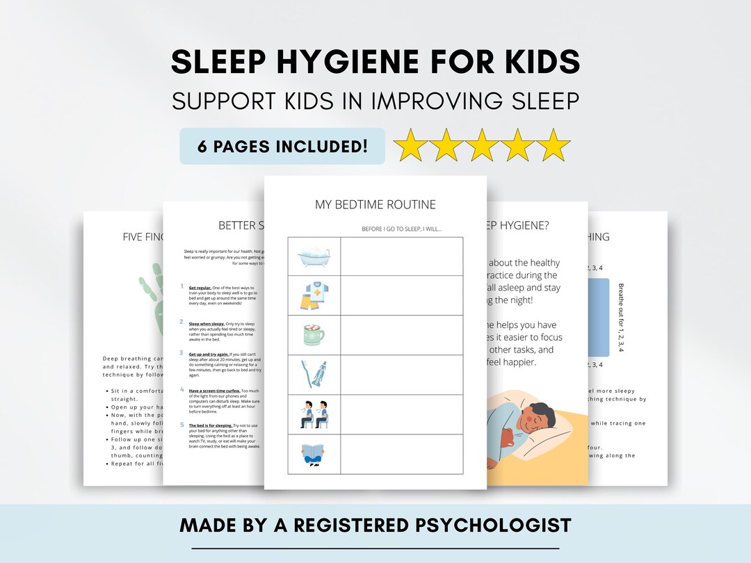 Sleep Hygiene for Kids Therapy Handouts With Bedtime Routine & Box ...