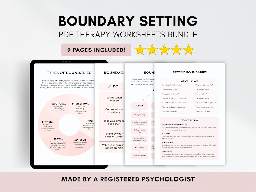Boundary Setting Therapy Handouts: Healthy Relationships & Assertive ...