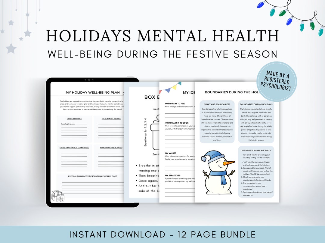 Mental Health Holiday Bundle, Grief Worksheets, Safety Plan, Boundary ...