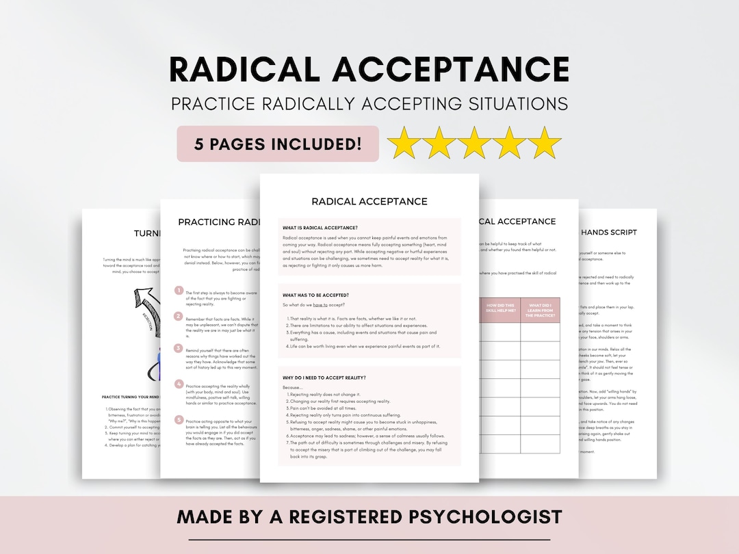 DBT Radical Acceptance Education Handouts With Willing Hands Script ...