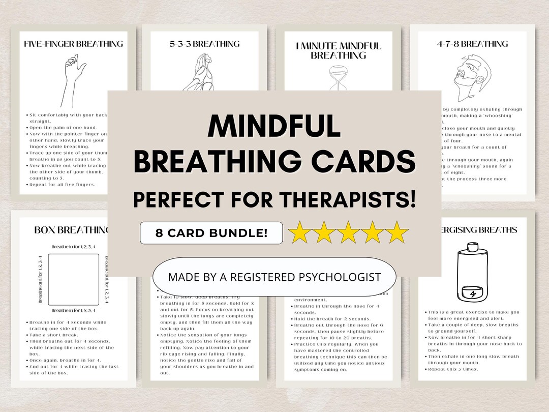 Mindful Breathing Cards for Adults and Teens for Anxiety & Stress ...