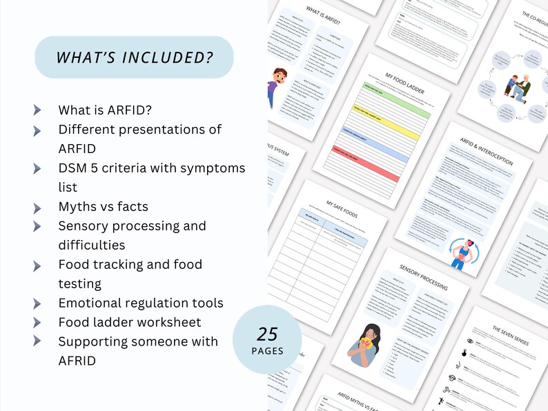 ARFID Therapy Education Worksheets With DSM 5 Criteria, Sensory ...