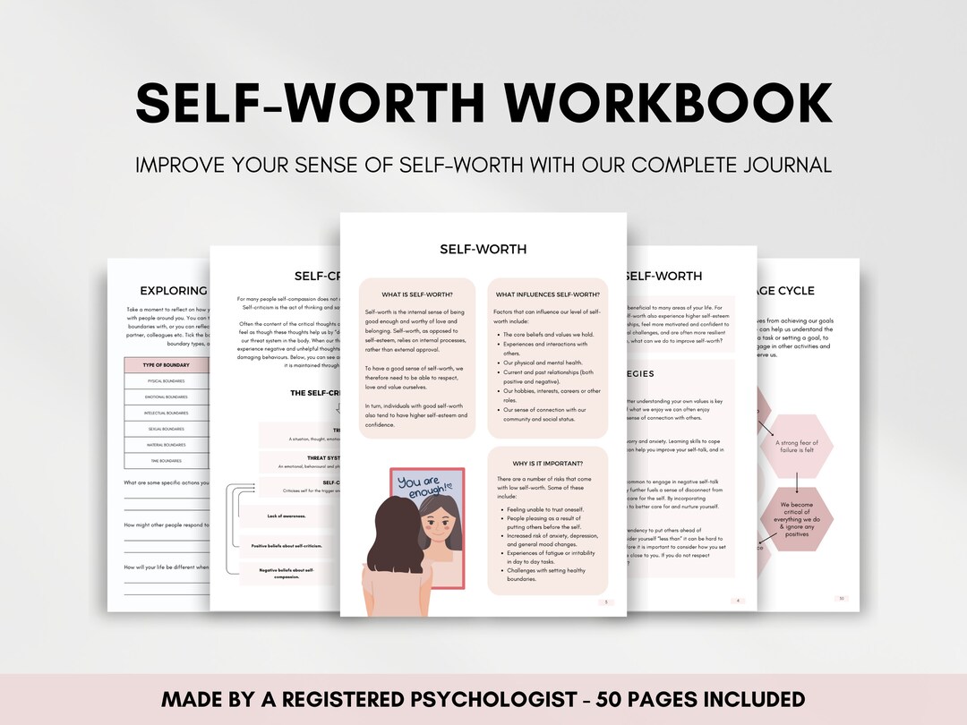 Self Worth Workbook for Improving Self Esteem and Self Worth ...