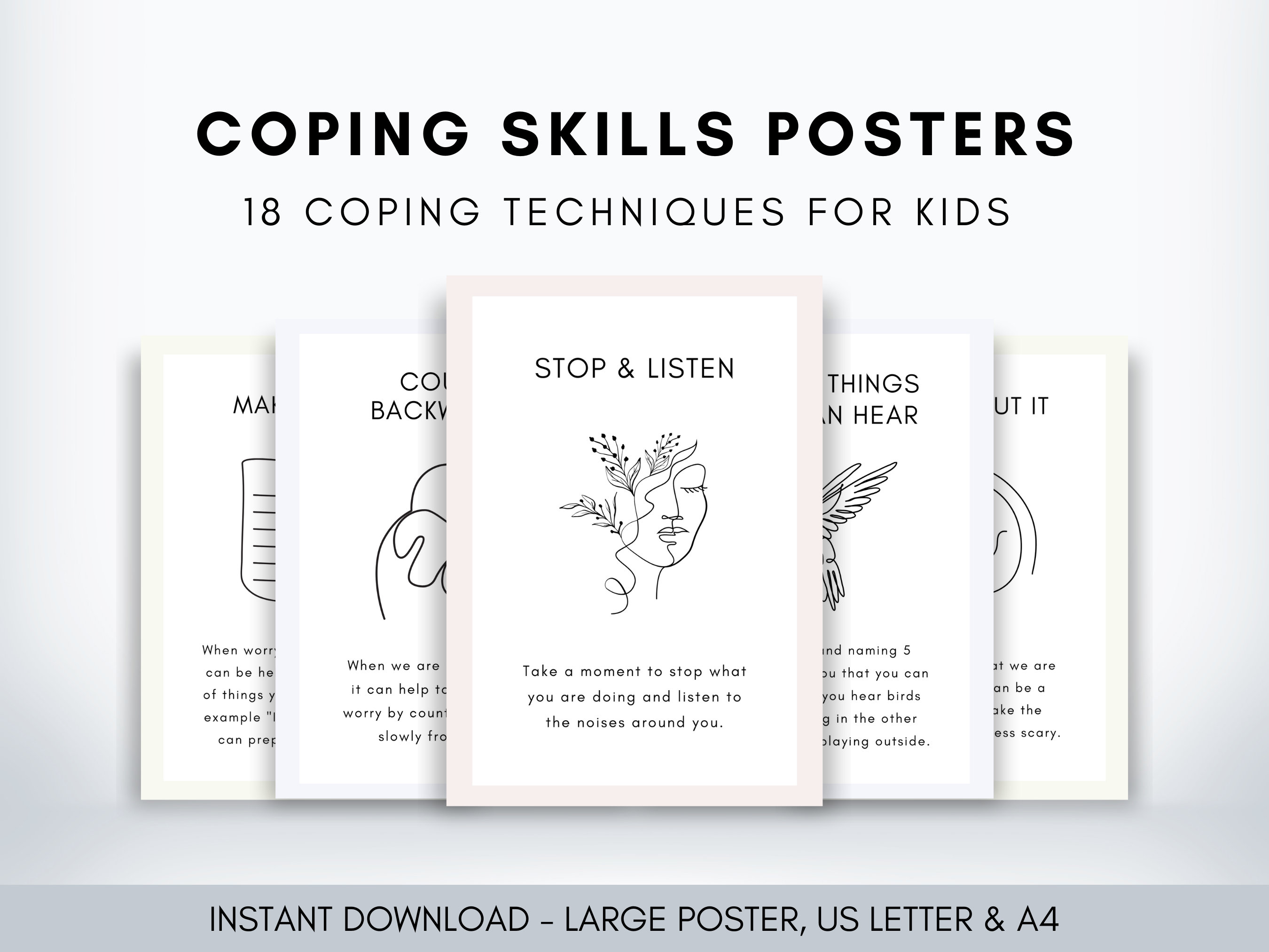 Coping Skill Posters for Kids, Anxiety for Teens, Mindfulness for ...