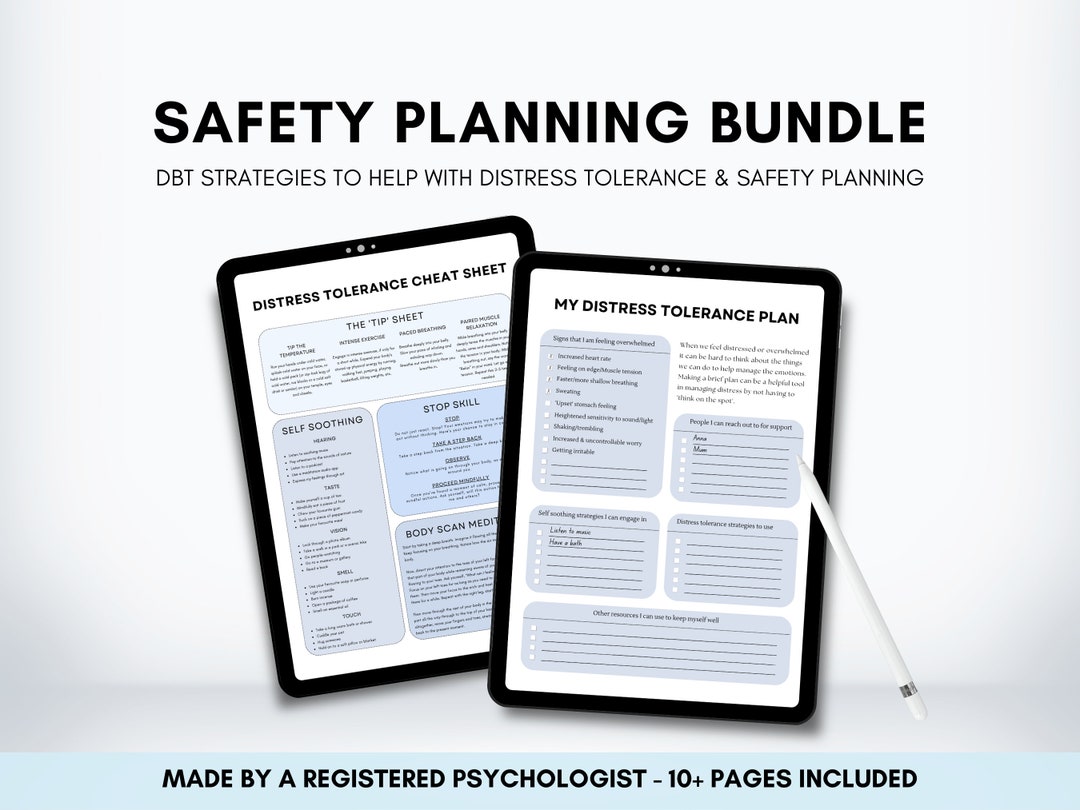 DBT Safety Plan Template Bundle: Distress Tolerance Worksheets (PDF ...