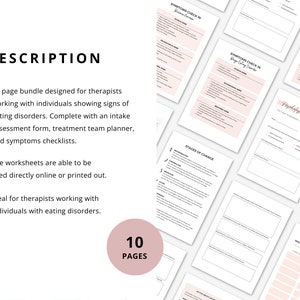 Eating Disorder Assessment Worksheets: Therapy Intake Forms (digital ...