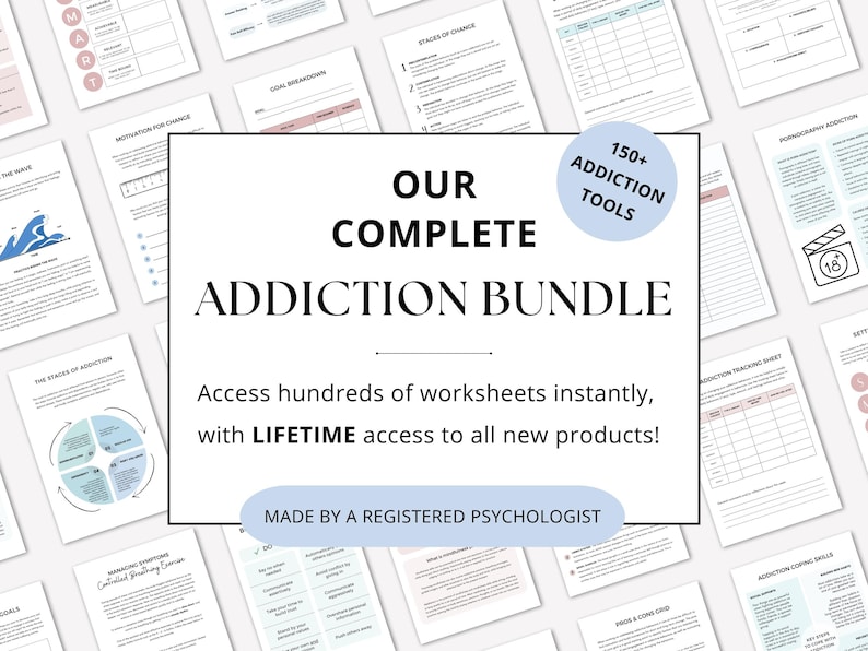 Addiction Recovery Worksheets: Therapist Resource Complete Bundle (PDF ...