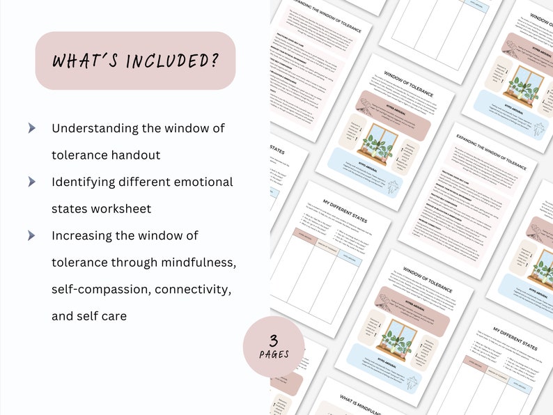 Window of Tolerance Therapy Handouts for Understanding Emotional States ...
