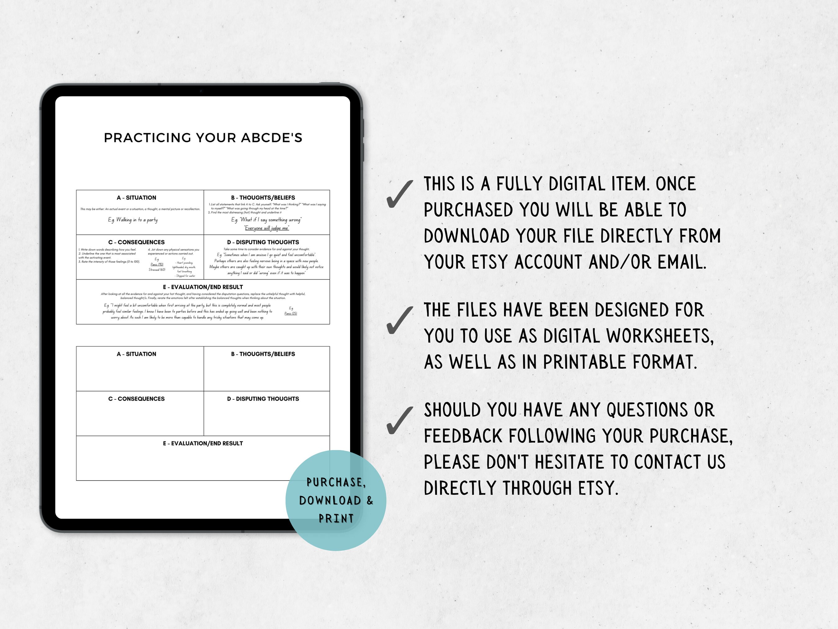 Complete CBT Worksheets Anxiety Mega Bundle 55 Page CBT Therapy ...