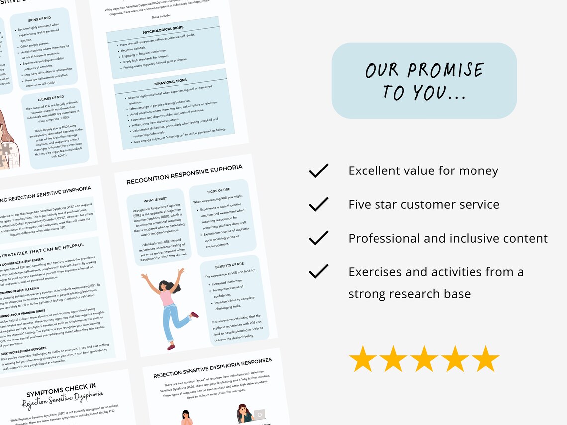 RSD Worksheet Bundle: Rejection Sensitive Dysphoria, Therapist Resource ...