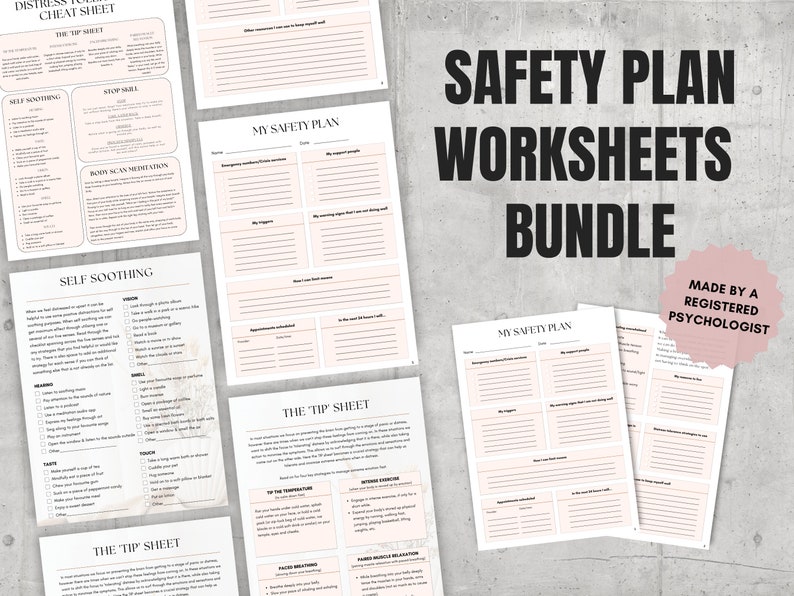 Safety Plan Worksheets Bundle for Therapist PDF Fillable - Etsy