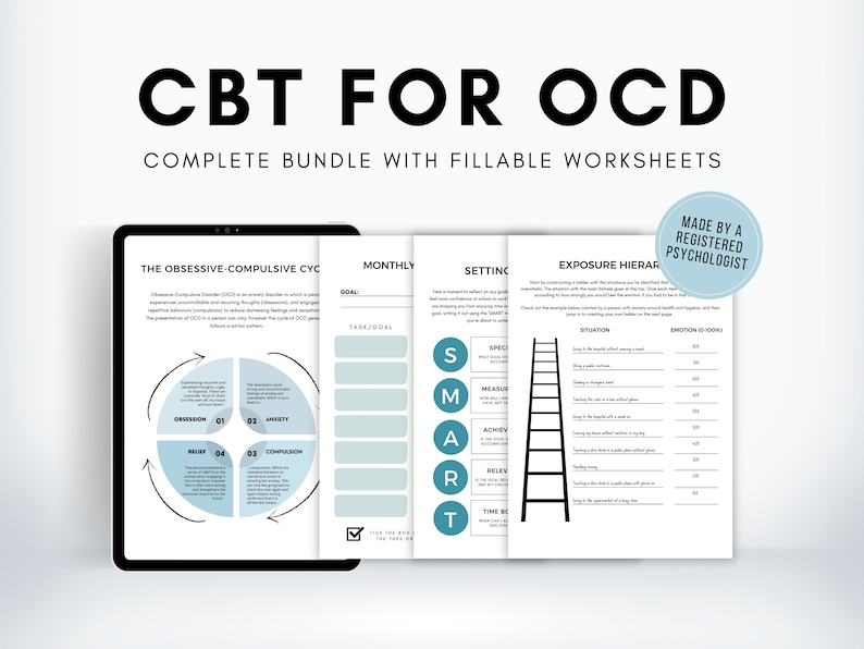 OCD Worksheets Bundle, CBT Workbook for Adults, Cognitive Behavioural ...