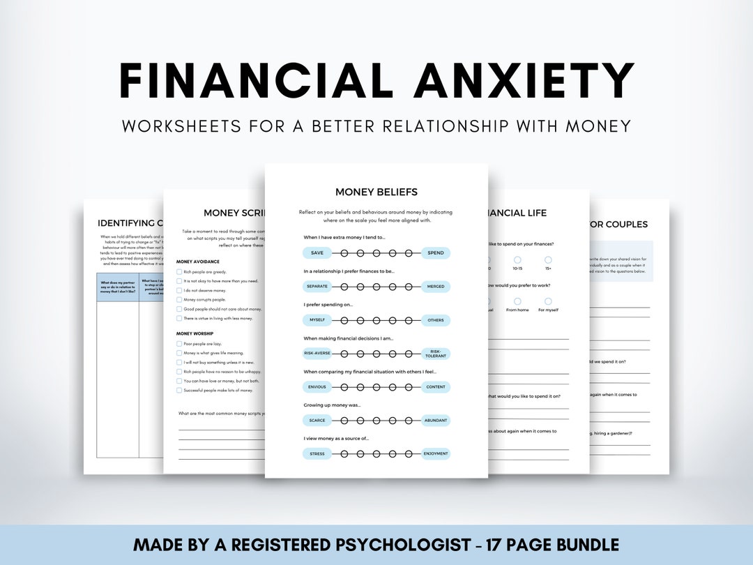 Financial Anxiety Worksheets: Money & Budgeting for Couples (printable ...