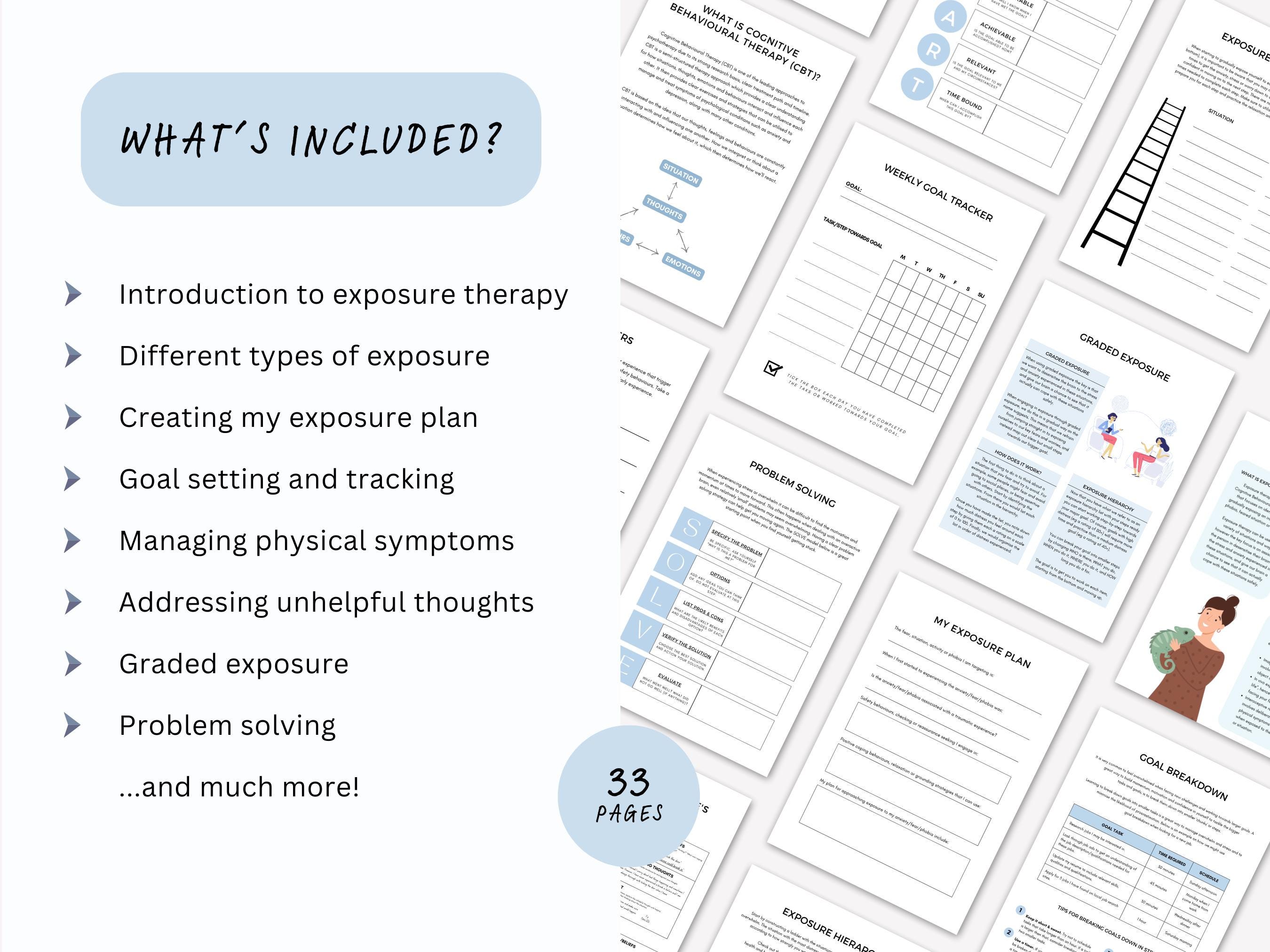 Graded Exposure Therapy Worksheets to Treat Anxiety Symptoms, Fears and ...