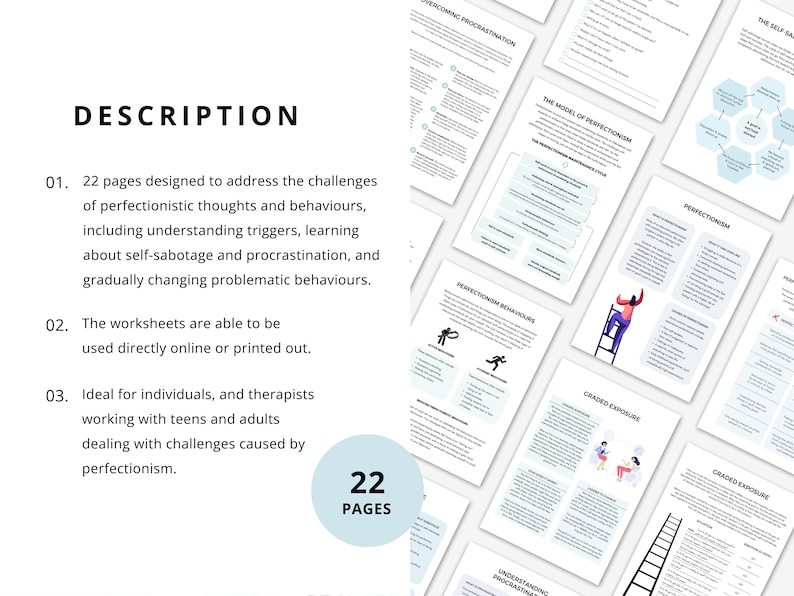 Addressing Perfectionism Worksheet Bundle for Identifying Unhelpful ...