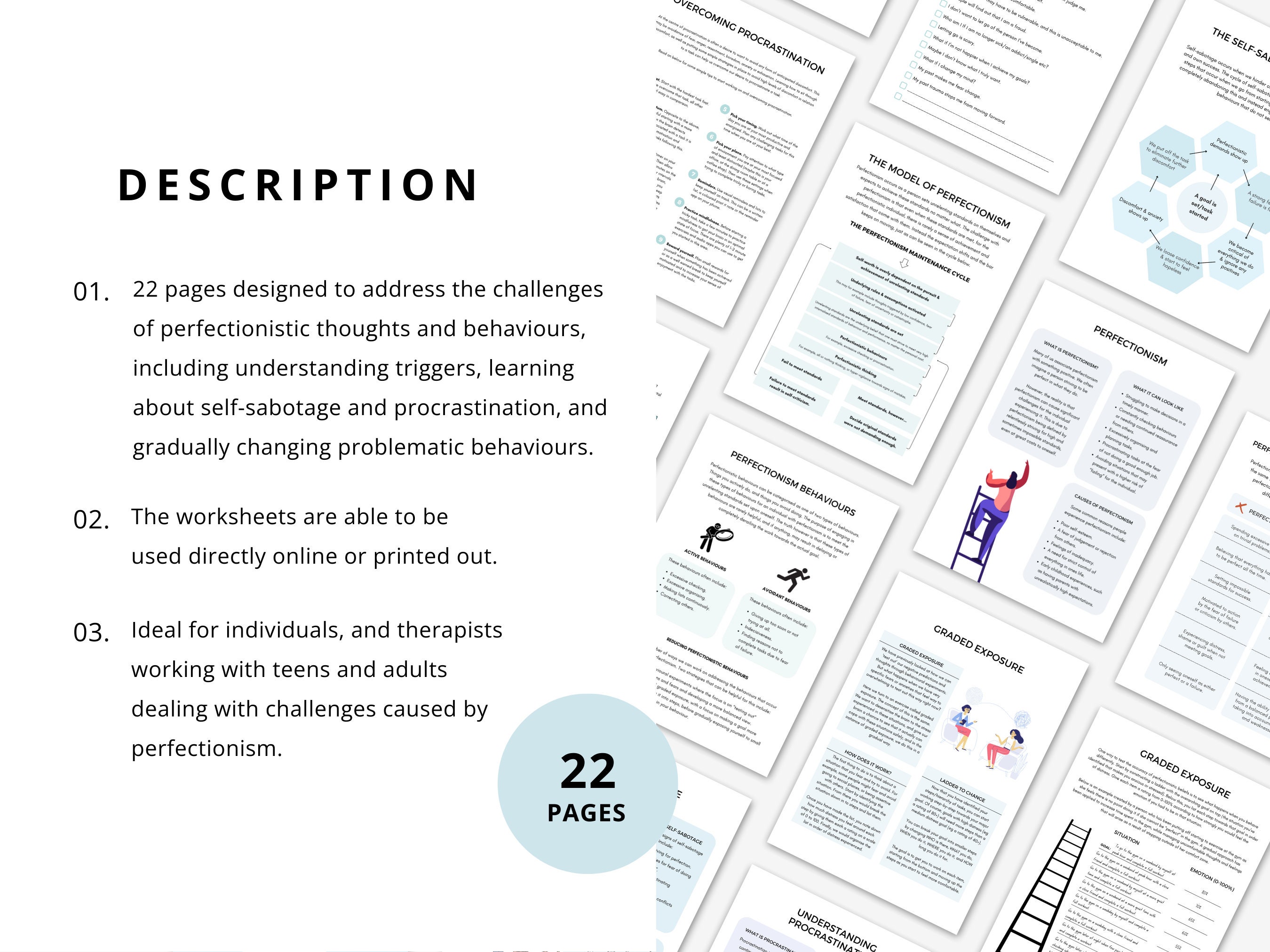 Addressing Perfectionism Worksheet Bundle for Identifying Unhelpful ...