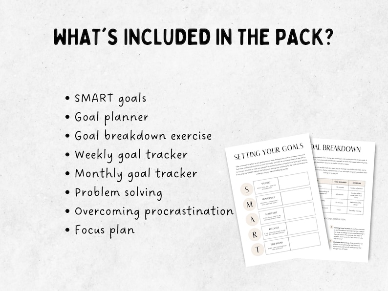 SMART Goal Worksheet Bundle: Goal Planner, Tracker (printable, Fillable ...
