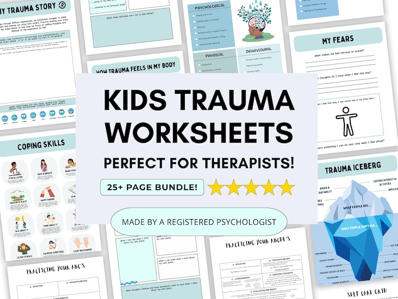 Kids Trauma Worksheets Bundle: Coping Skills & Therapy Cards (PDF ...