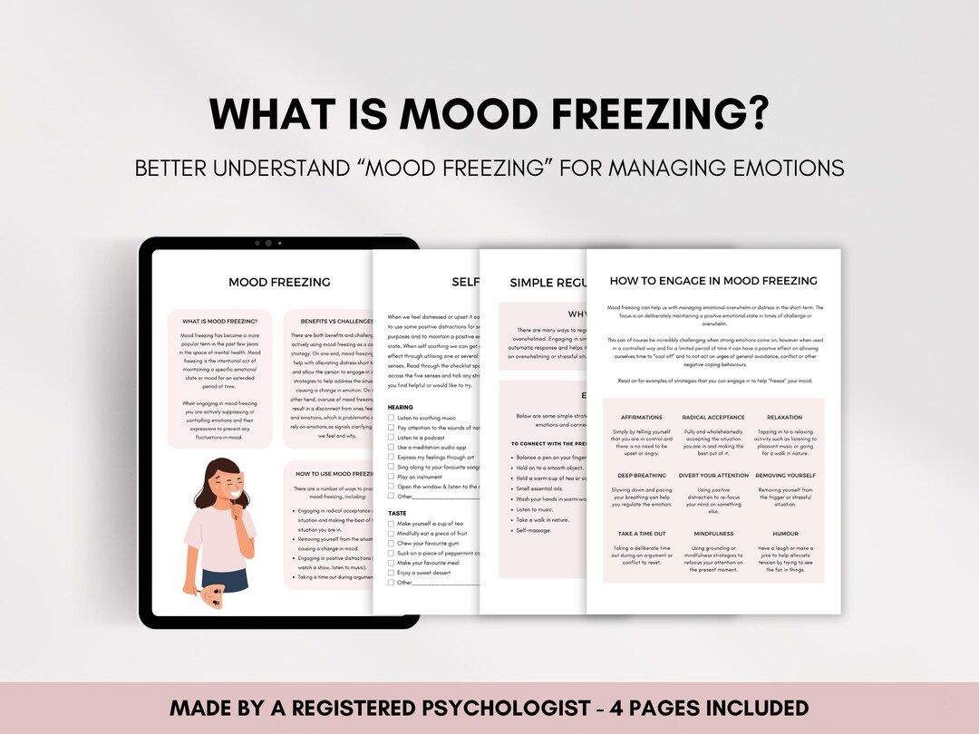 Mood Freezing Worksheets: Emotional Regulation & Self-soothing (therapy ...