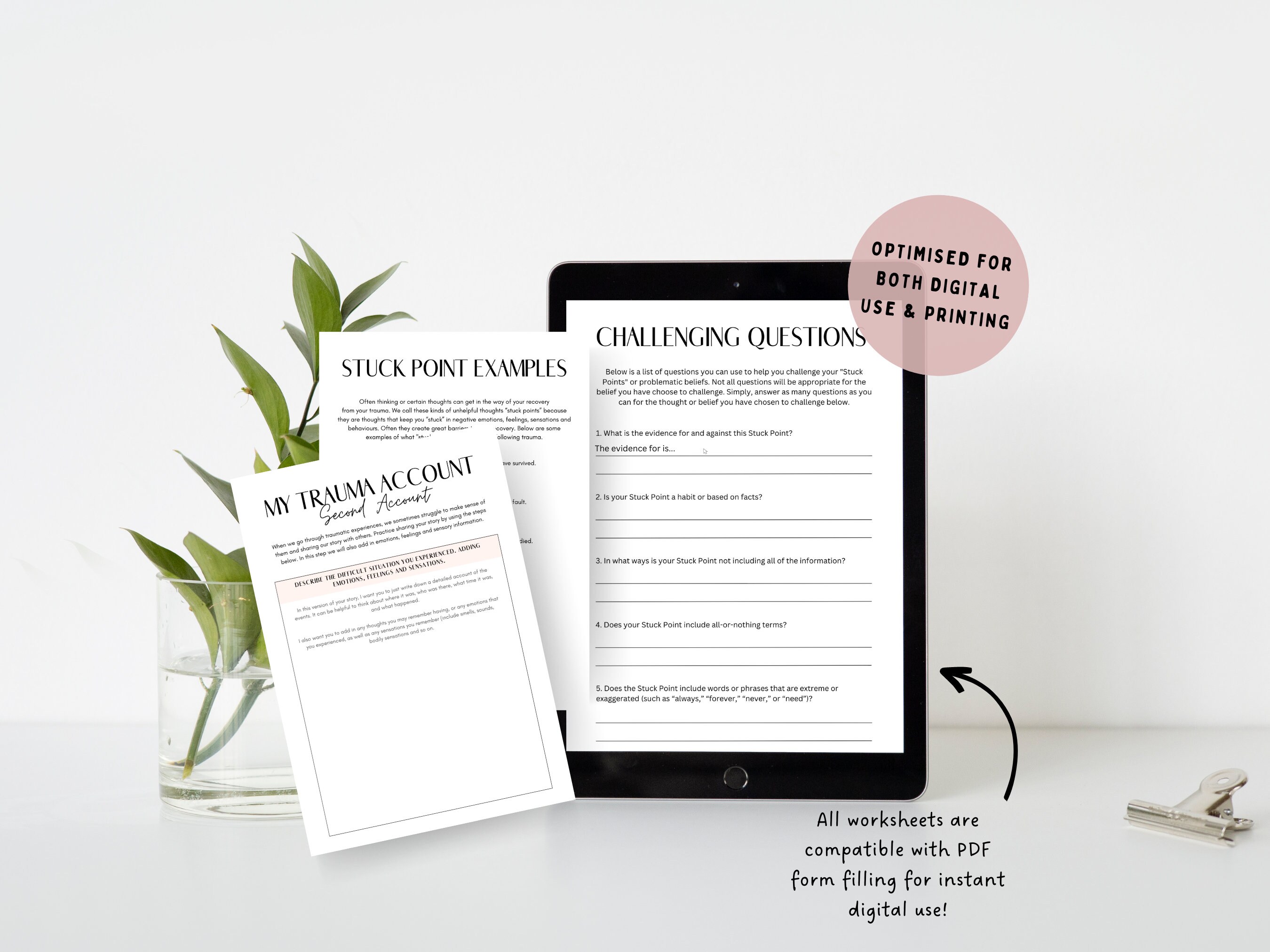 CPT Trauma Account & Stuck Points Bundle | Trauma Worksheets | Trauma ...