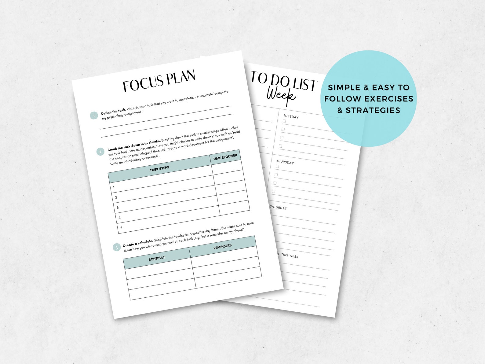 ADHD Toolbox Worksheets for Adults and Teens to Improve Focus ...