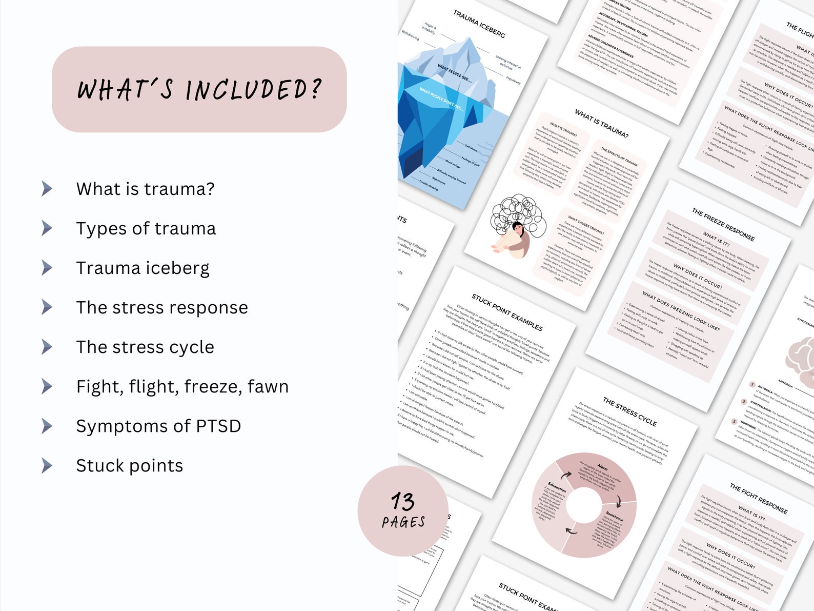 Trauma & PTSD Handouts: Stress Response, Fight Flight Freeze Fawn - Etsy