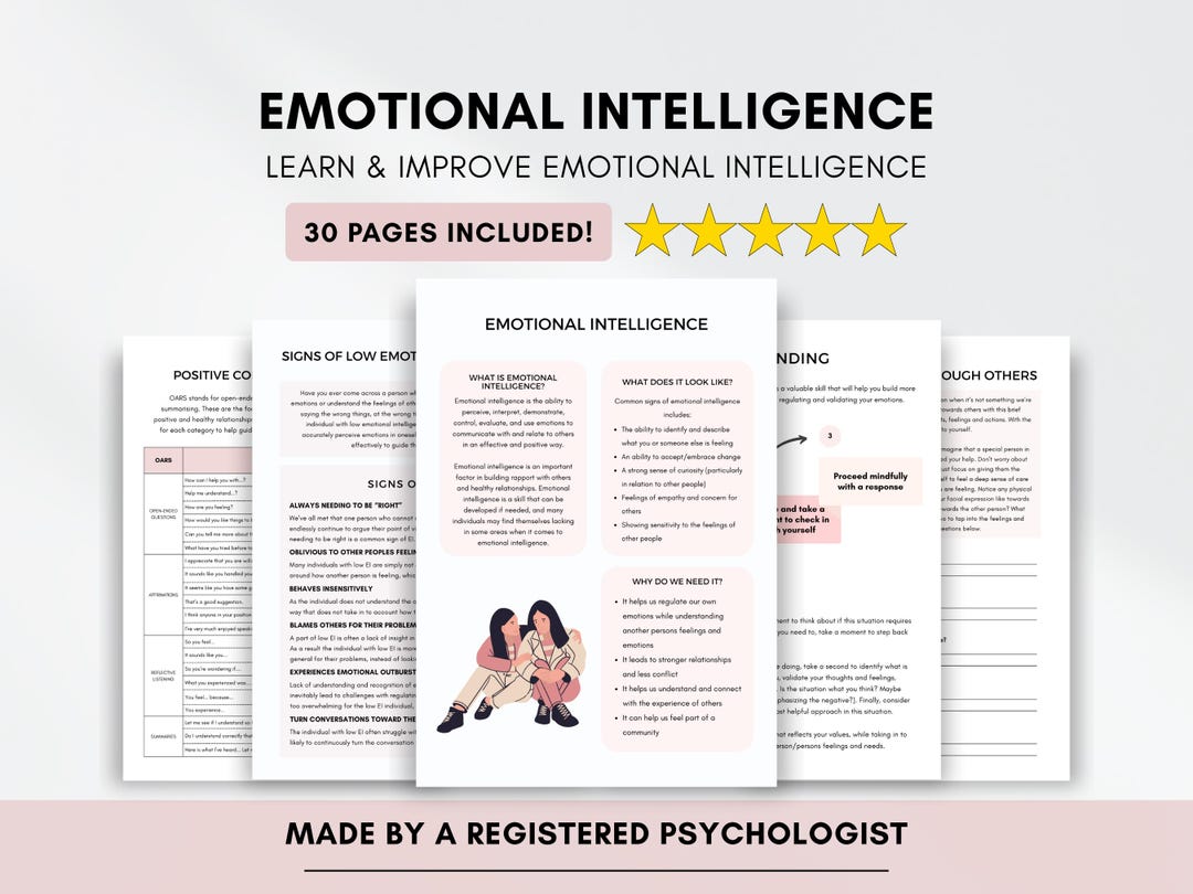 Emotional Intelligence Worksheets for Sitting With Emotions (PDF ...