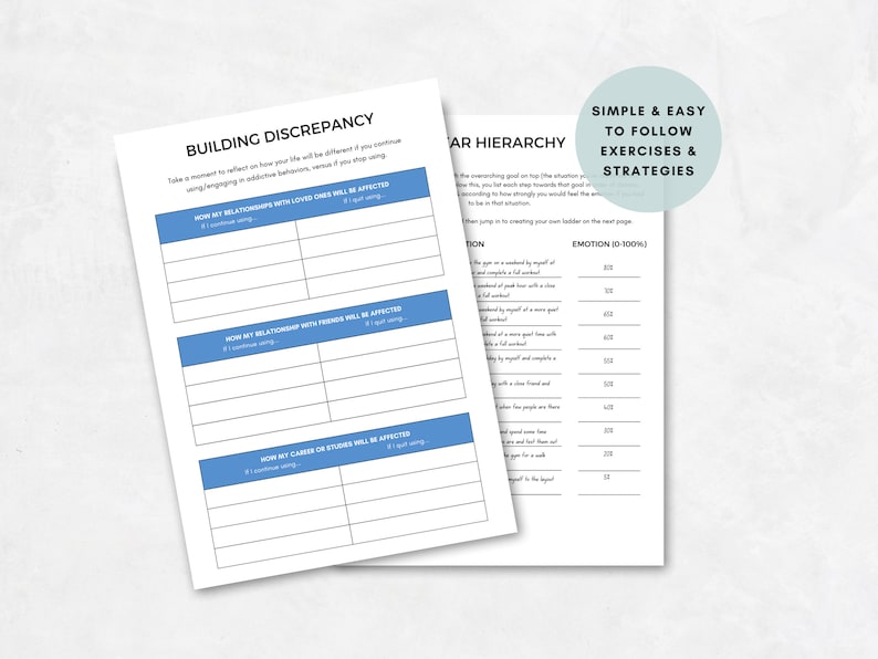 CBT for Addiction Worksheets, Sobriety Printable Bundle, Substance Use ...