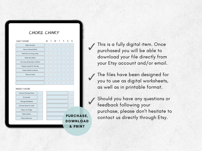 ADHD Chore Chart and Checklist Bundle, ADHD Symptoms, Executive ...