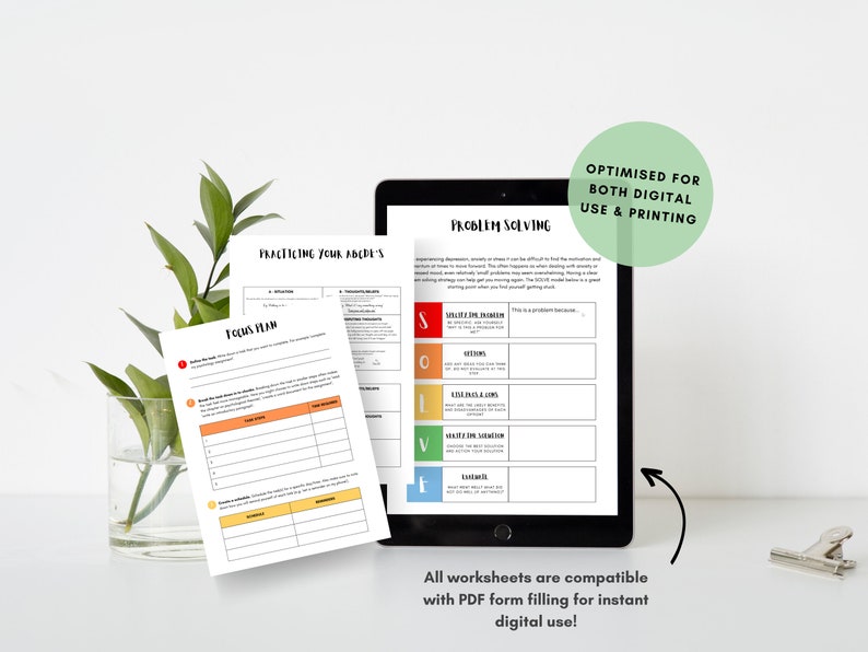 CBT Worksheets for ADHD Brain Bundle, Executive Functioning for Adults ...