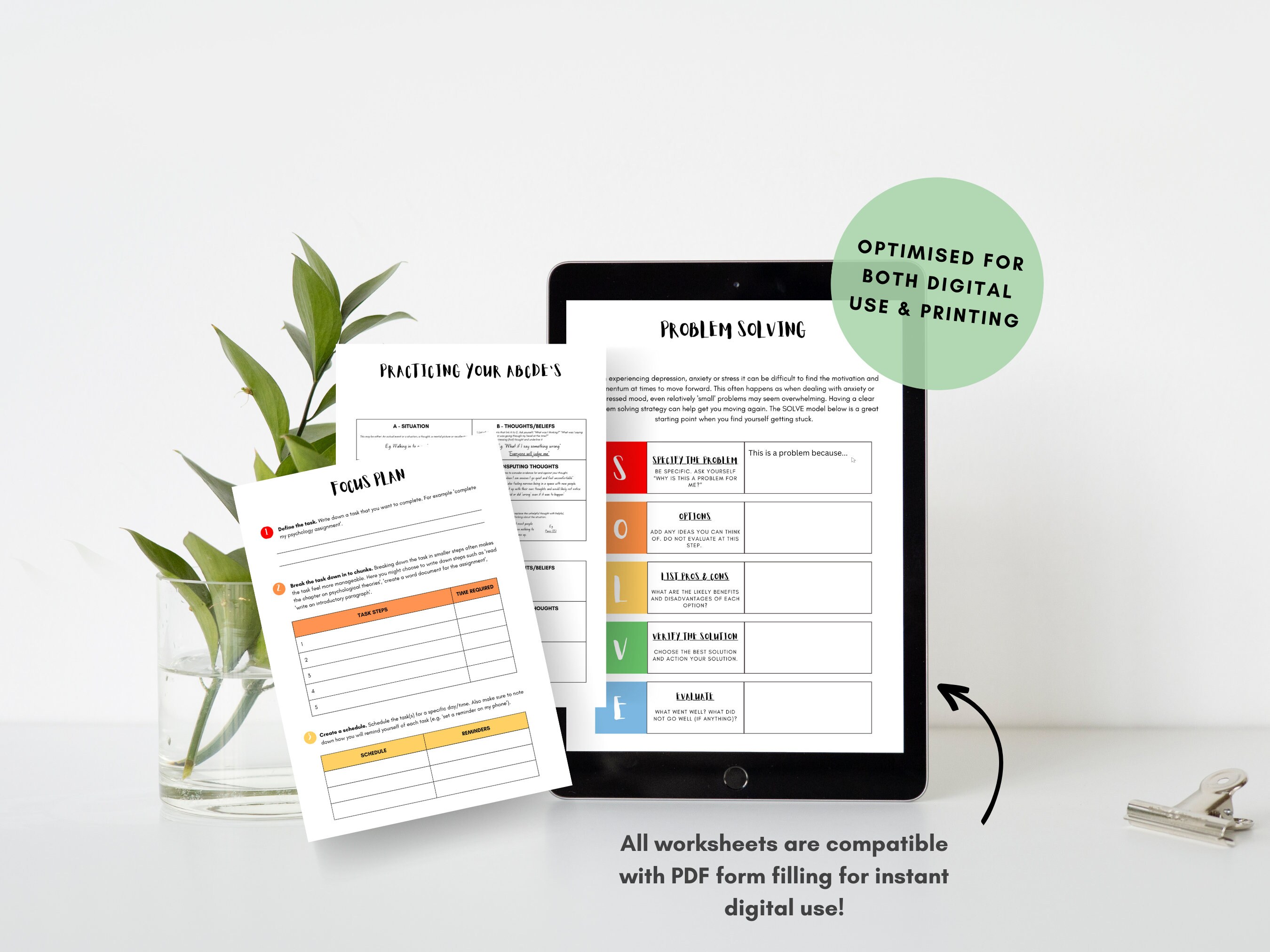 CBT Worksheets for ADHD Brain Bundle, Executive Functioning for Adults ...