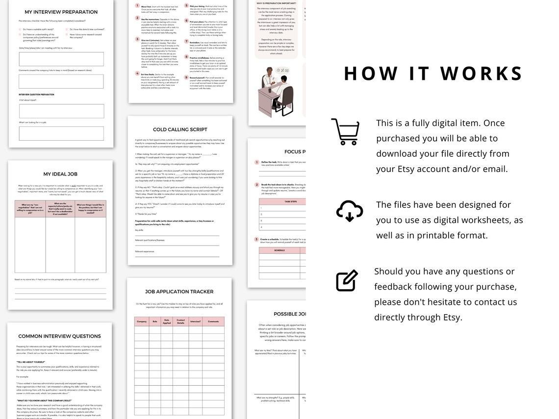 Job Search Worksheets Bundle: Resume, Interview Prep (printable ...
