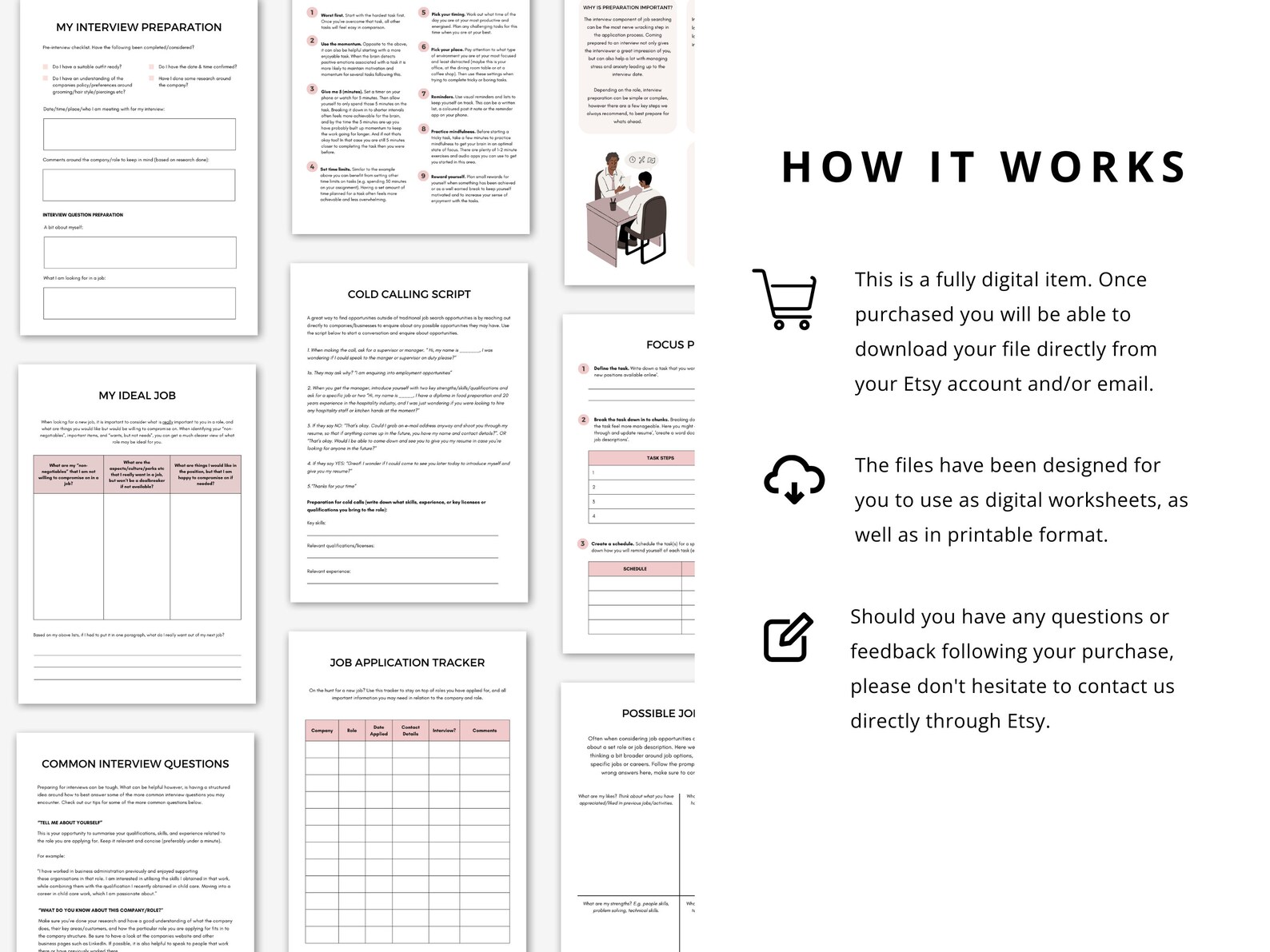 Job Search Worksheets Bundle: Resume, Interview Prep (printable ...