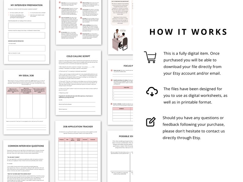 Job Search Worksheets Bundle: Resume, Interview Prep (printable ...
