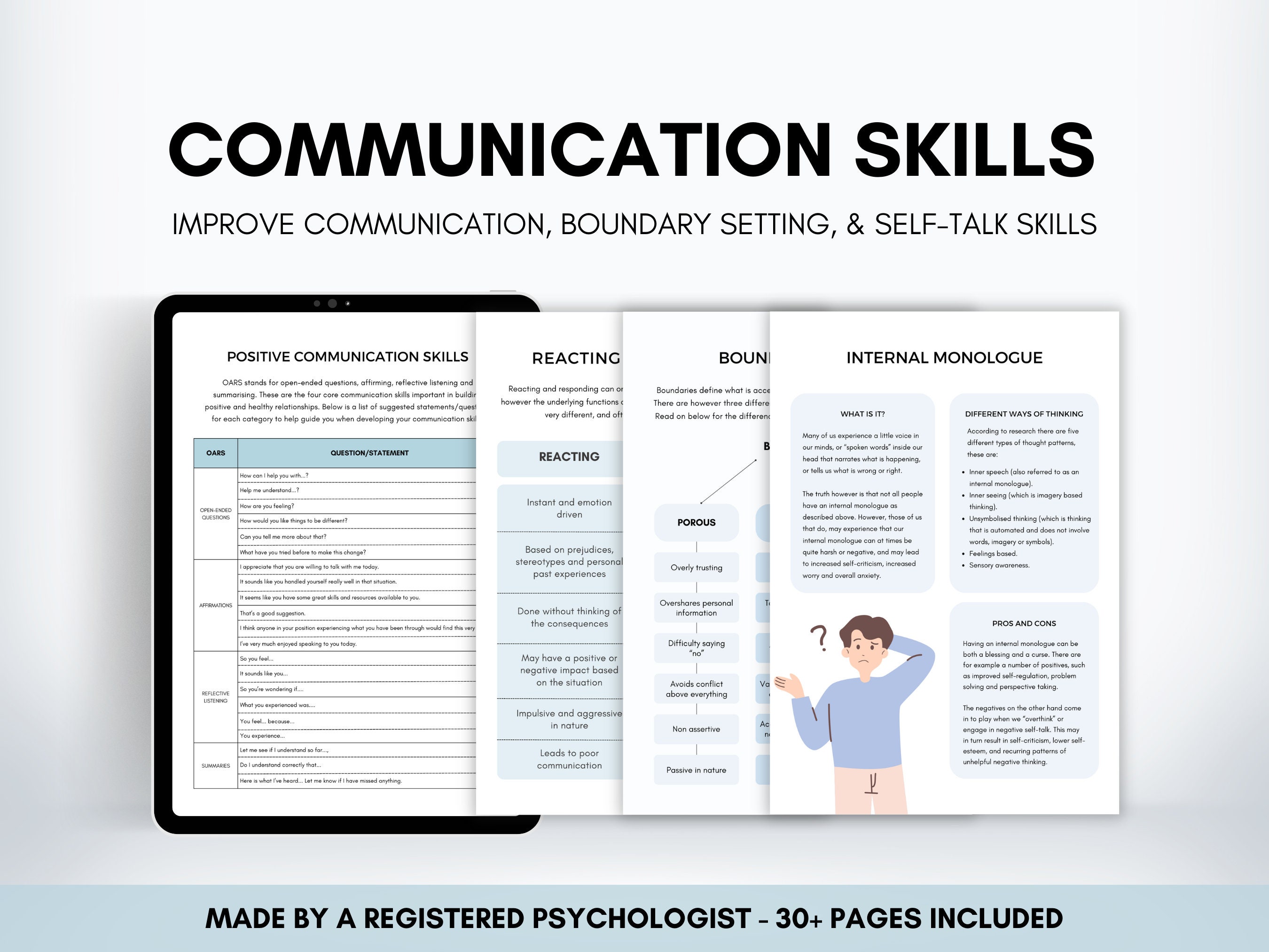 Communication Skills Worksheets for Assertive Communication, Boundary ...