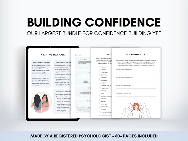 Confidence Building Worksheets for Improving Self-esteem, Self-belief ...