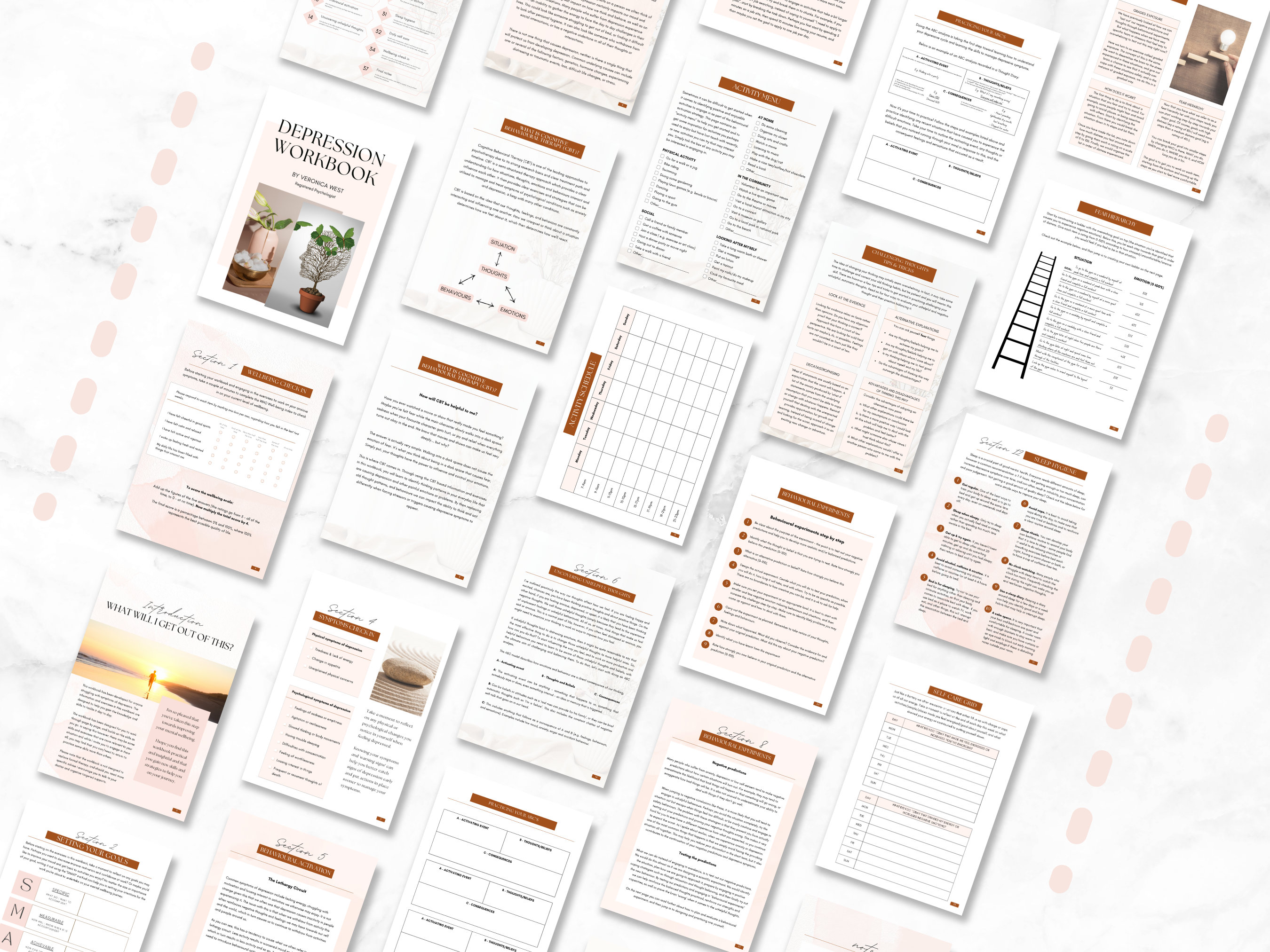 CBT Worksheets Bundle for Depression Depression Worksheet for Teens ...