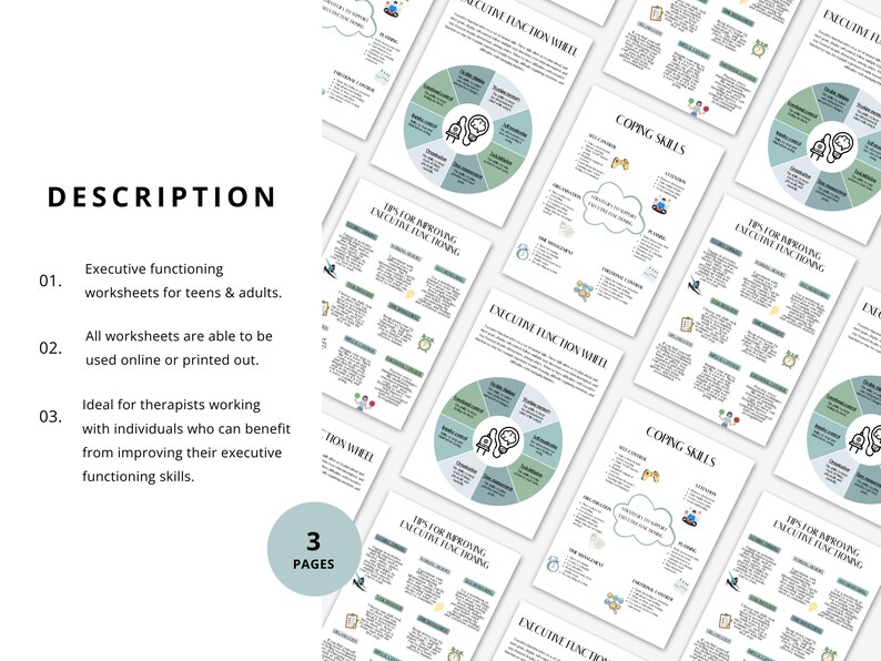 Executive Functioning Worksheets for Adults & Teens, Executive ...