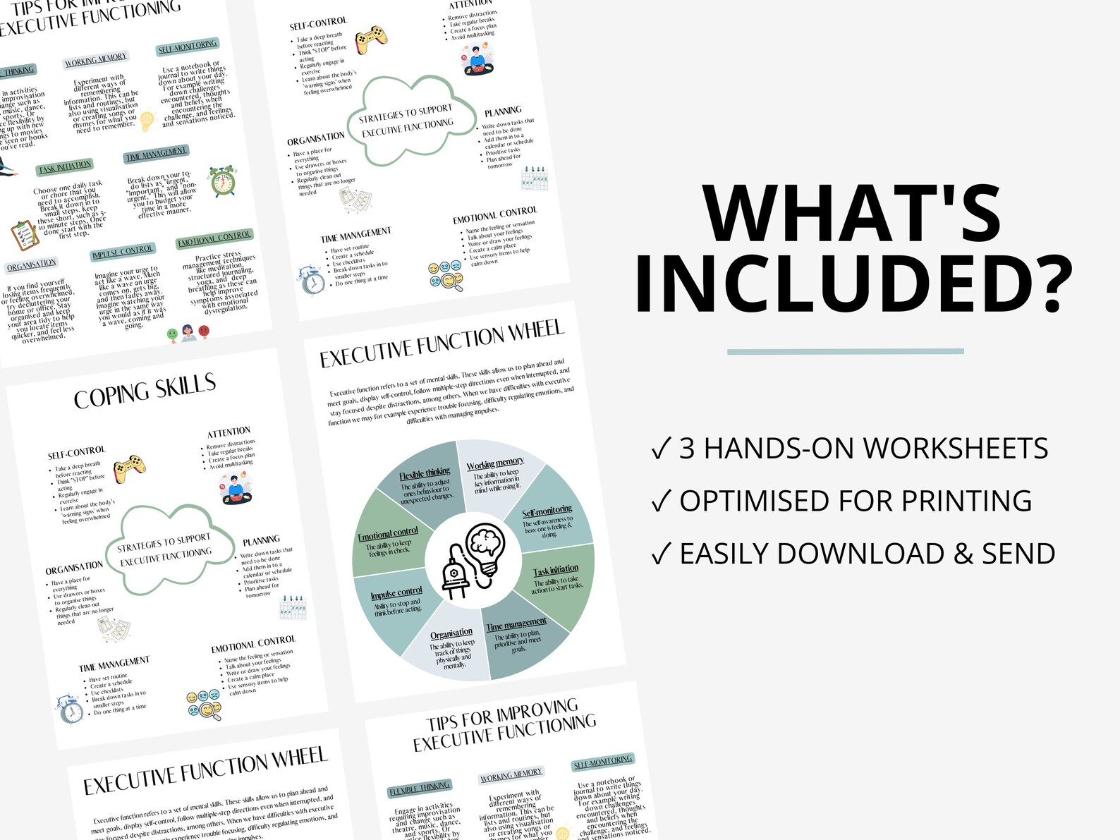 Executive Functioning Worksheets for Adults & Teens, Executive ...