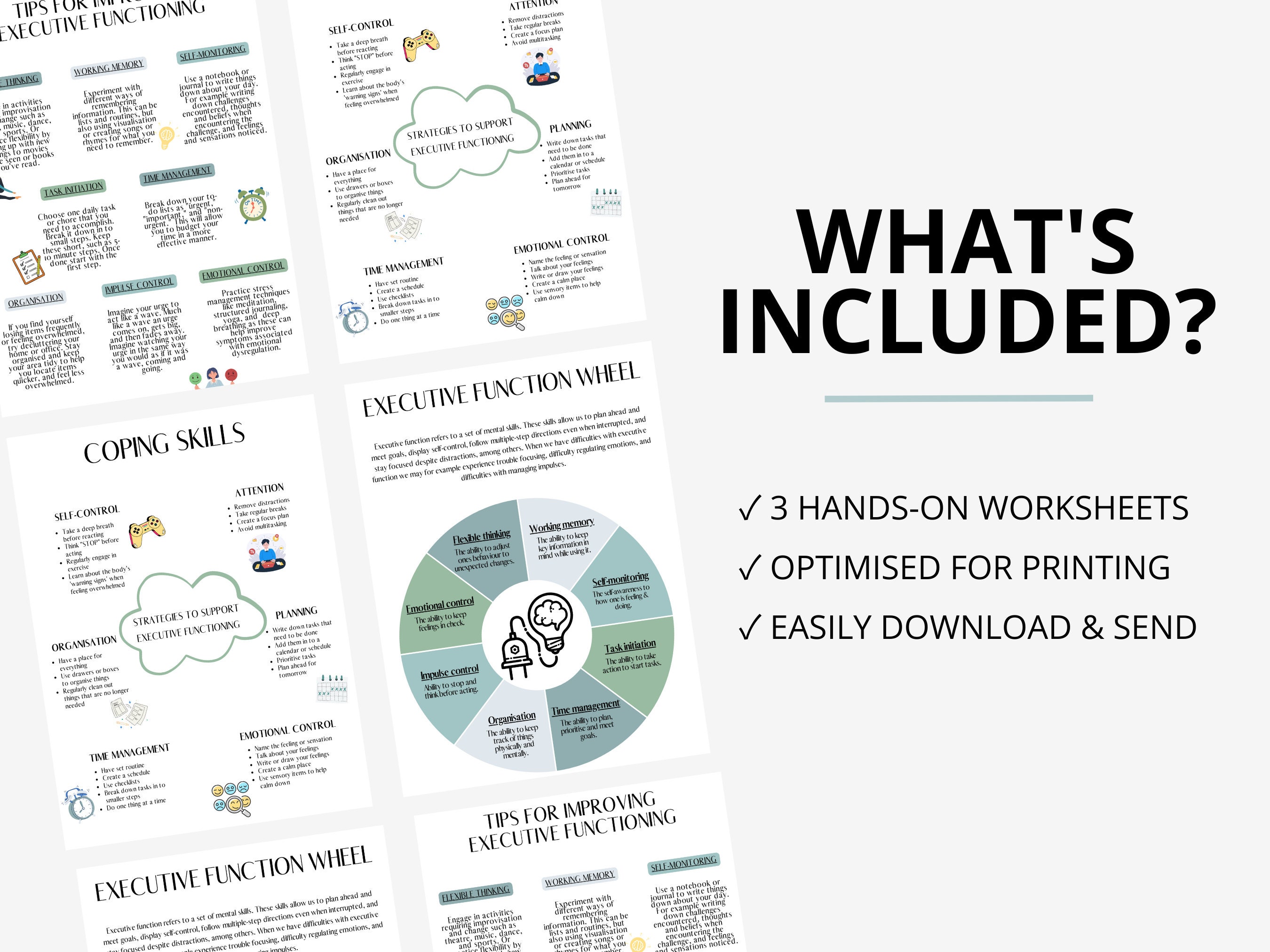 Executive Functioning Worksheets for Adults & Teens, Executive ...