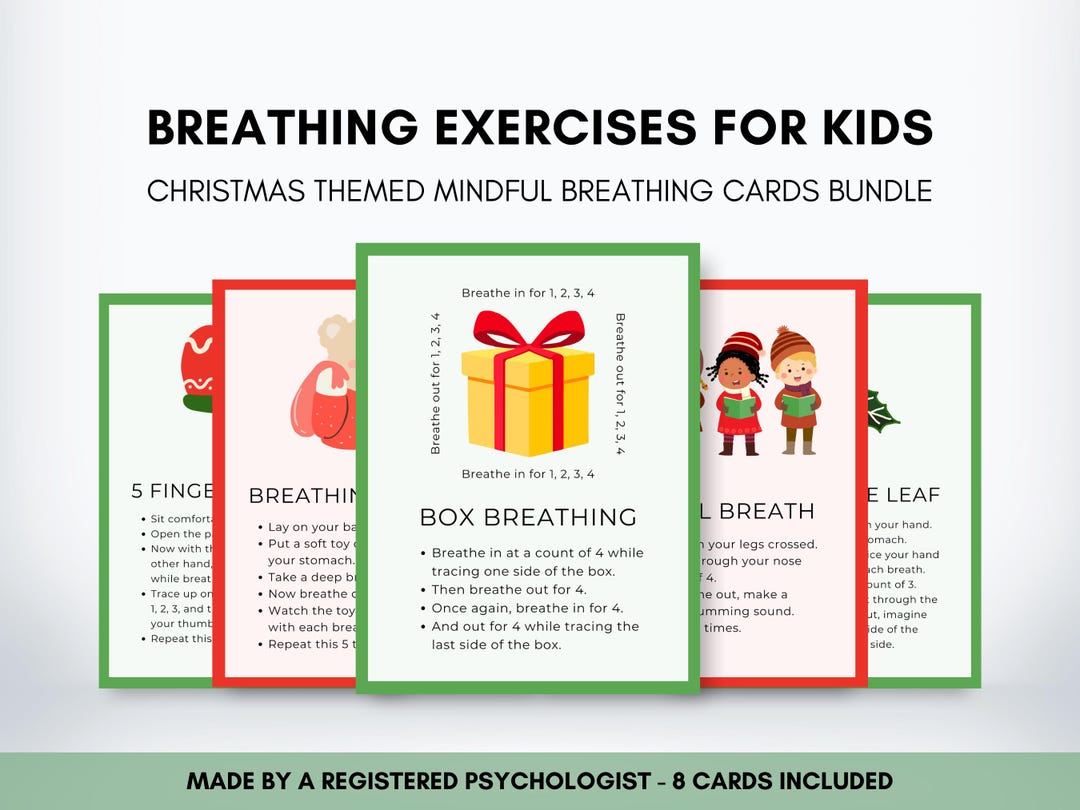 Christmas Breathing Exercise Cards for Kids: Mindful Regulation ...