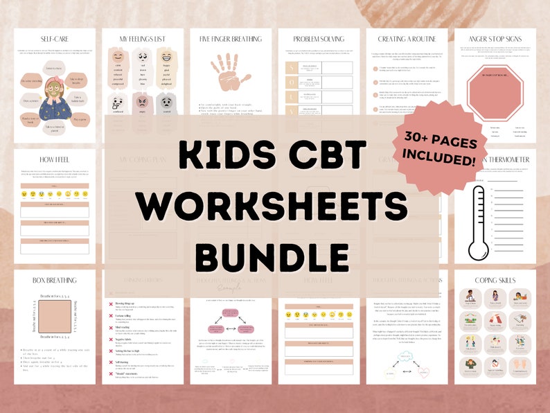 CBT Worksheets for Kids Therapy Bundle CBT Worksheets Anxiety Bundle ...