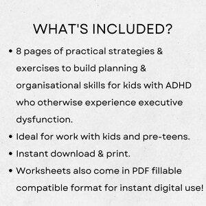 Kids ADHD Toolbox With Executive Functioning Skills Worksheets (PDF ...