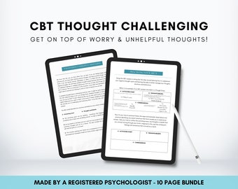 Therapy CBT Thought Challenging Worksheet With Prompts - Etsy