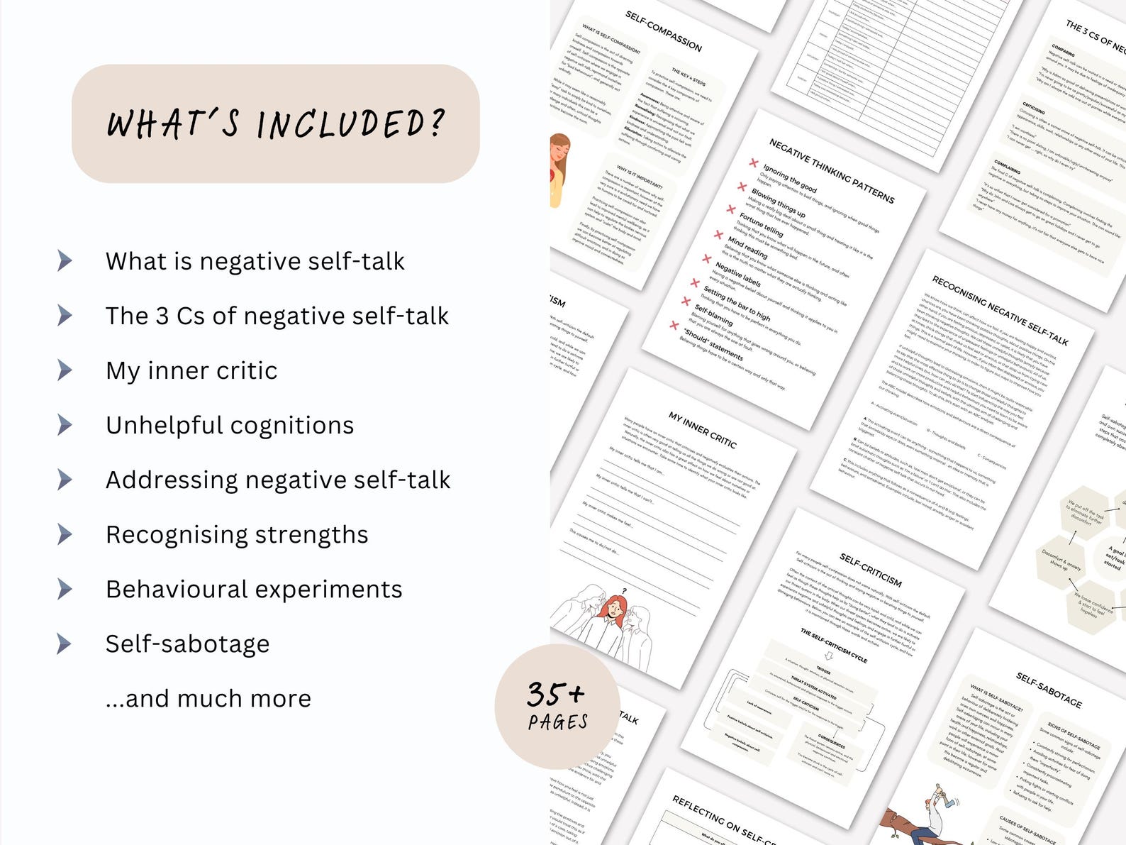 Negative Self Talk Therapy Worksheets for Overcoming Inner Critic ...