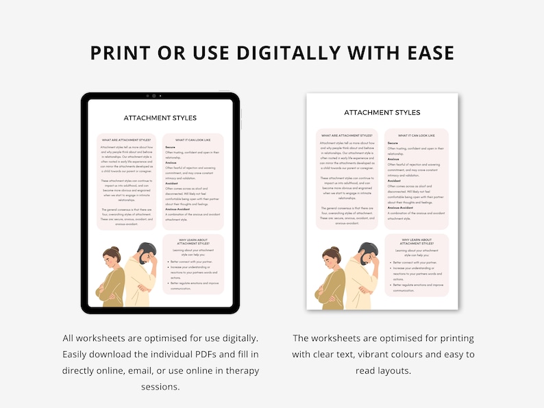Attachment Styles Worksheet Bundle for Understanding Types of ...